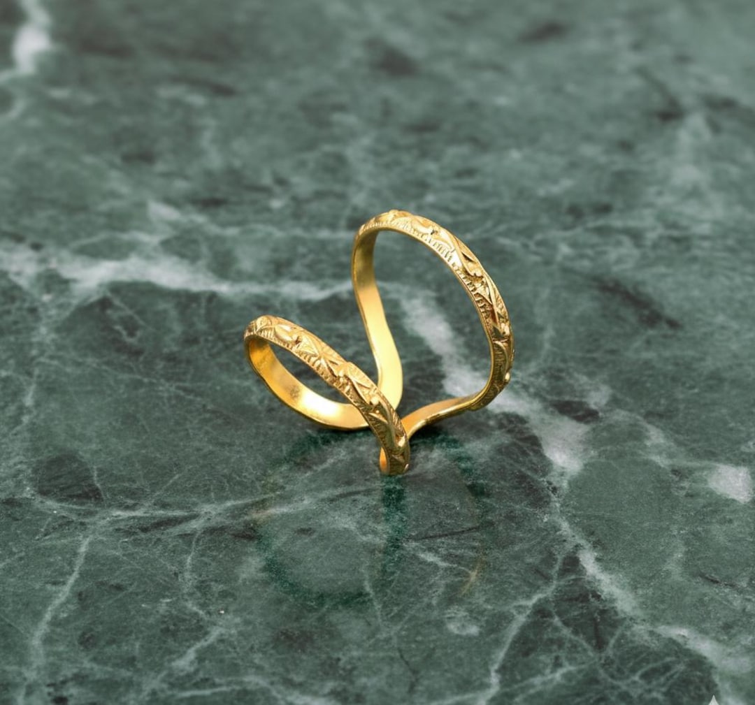 Adjustable Gold Arthritis Ring: Floral Engraved Comfort Fit - Etsy