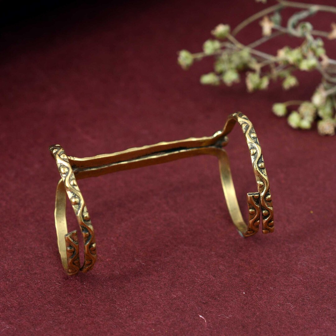 Ornate Double-ring Finger Splint - Gold Plated Brass, Adjustable Joint ...