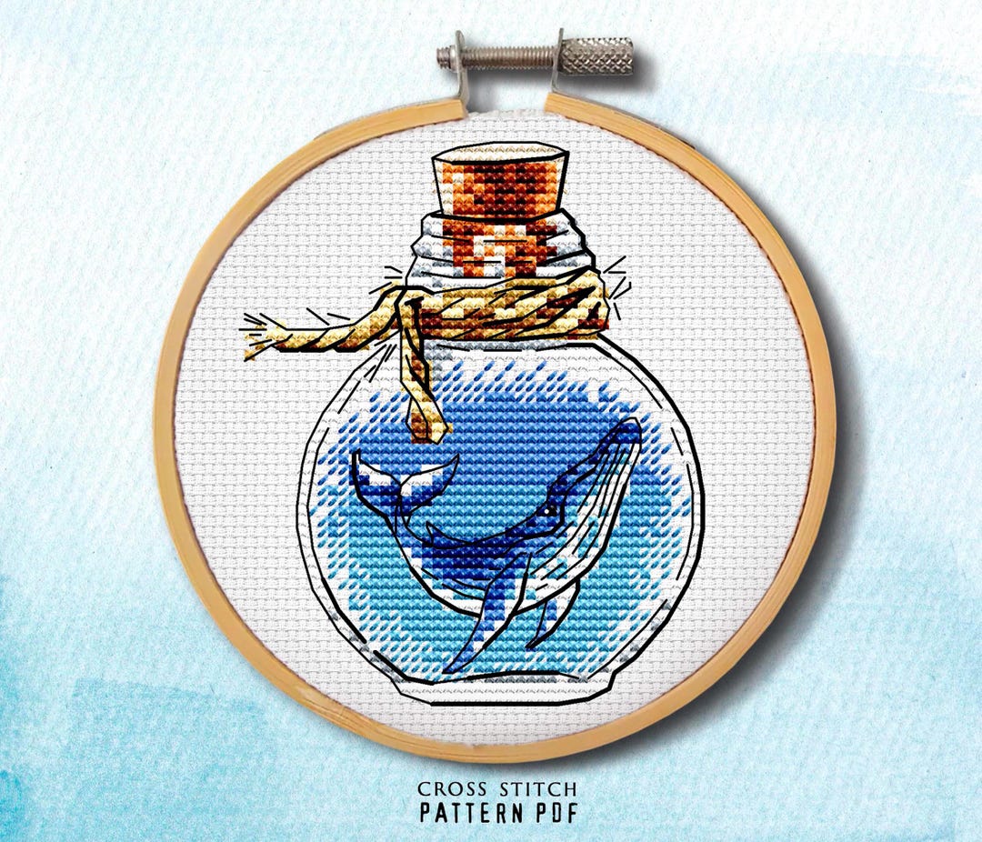 Cross Stitch Chart Blue Whale Underwater World Stitching Sea Life Cross ...
