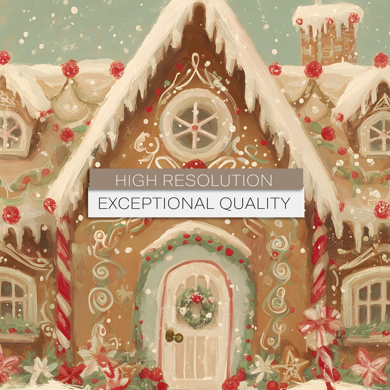 Gingerbread Cottage Christmas Frame TV Art | Vintage Winter Decor ...