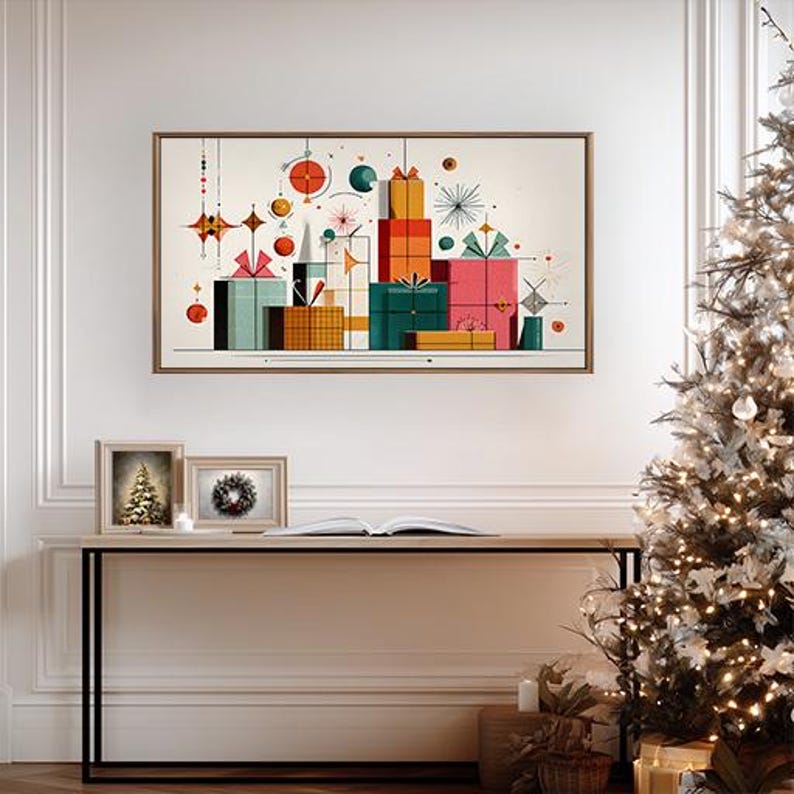 Retro Christmas Frame TV Art: Vintage Holiday Designs (digital Download ...