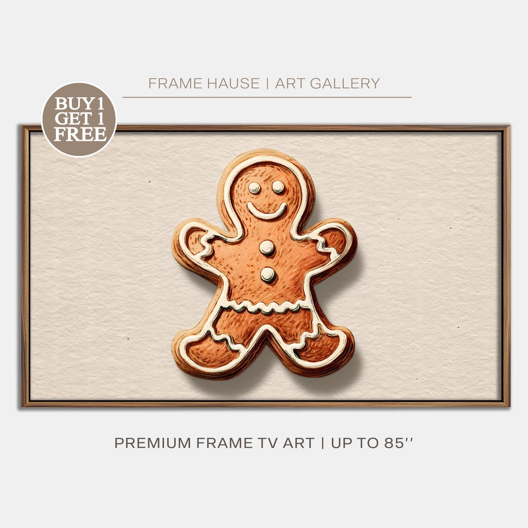 Gingerbread Man Christmas Frame TV Art | Holiday Kitchen (digital ...