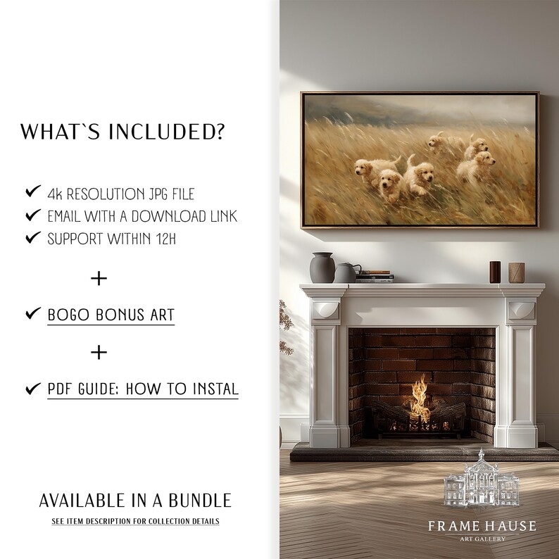 Golden Retriever Puppies Fall Frame TV Art | Autumn Dog Portrait ...