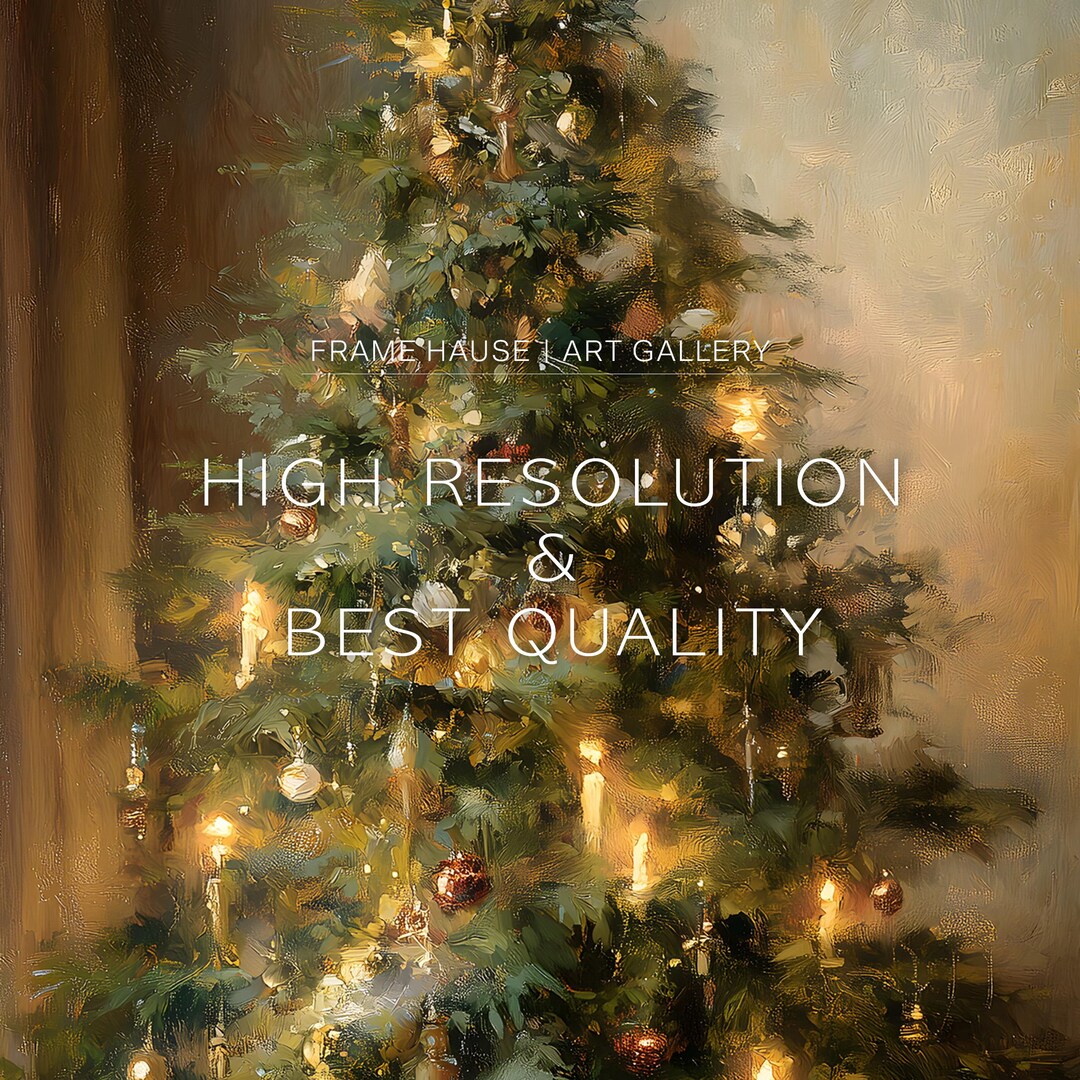 Christmas Tree Oil Painting | Vintage Holiday Wall Art (digital ...