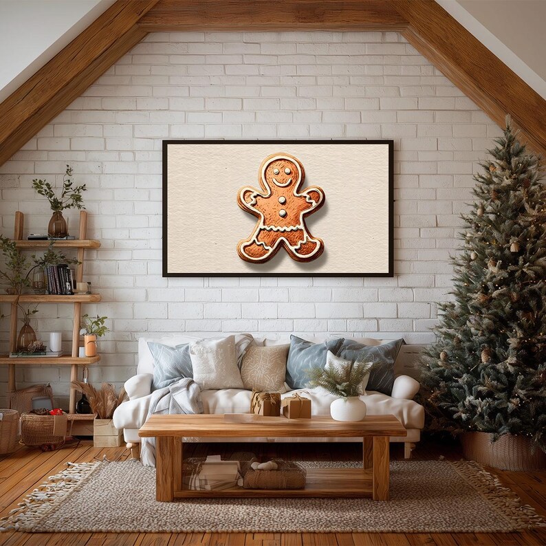 Gingerbread Man Christmas Frame TV Art | Holiday Kitchen (digital ...