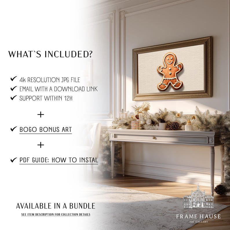 Gingerbread Man Christmas Frame TV Art | Holiday Kitchen (digital ...