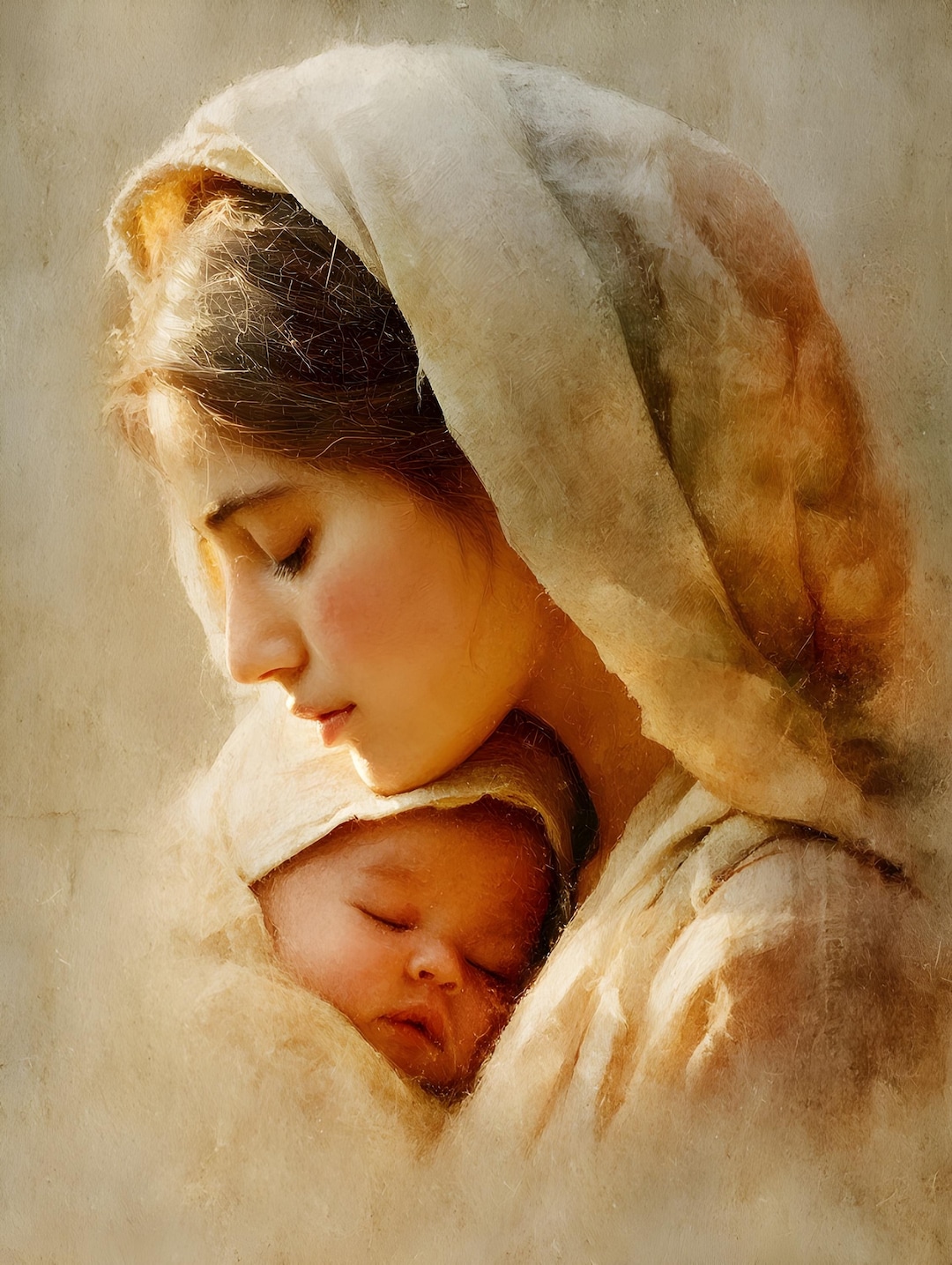 Mary and Baby Jesus Print – Watercolor Nativity Scene (digital Download ...