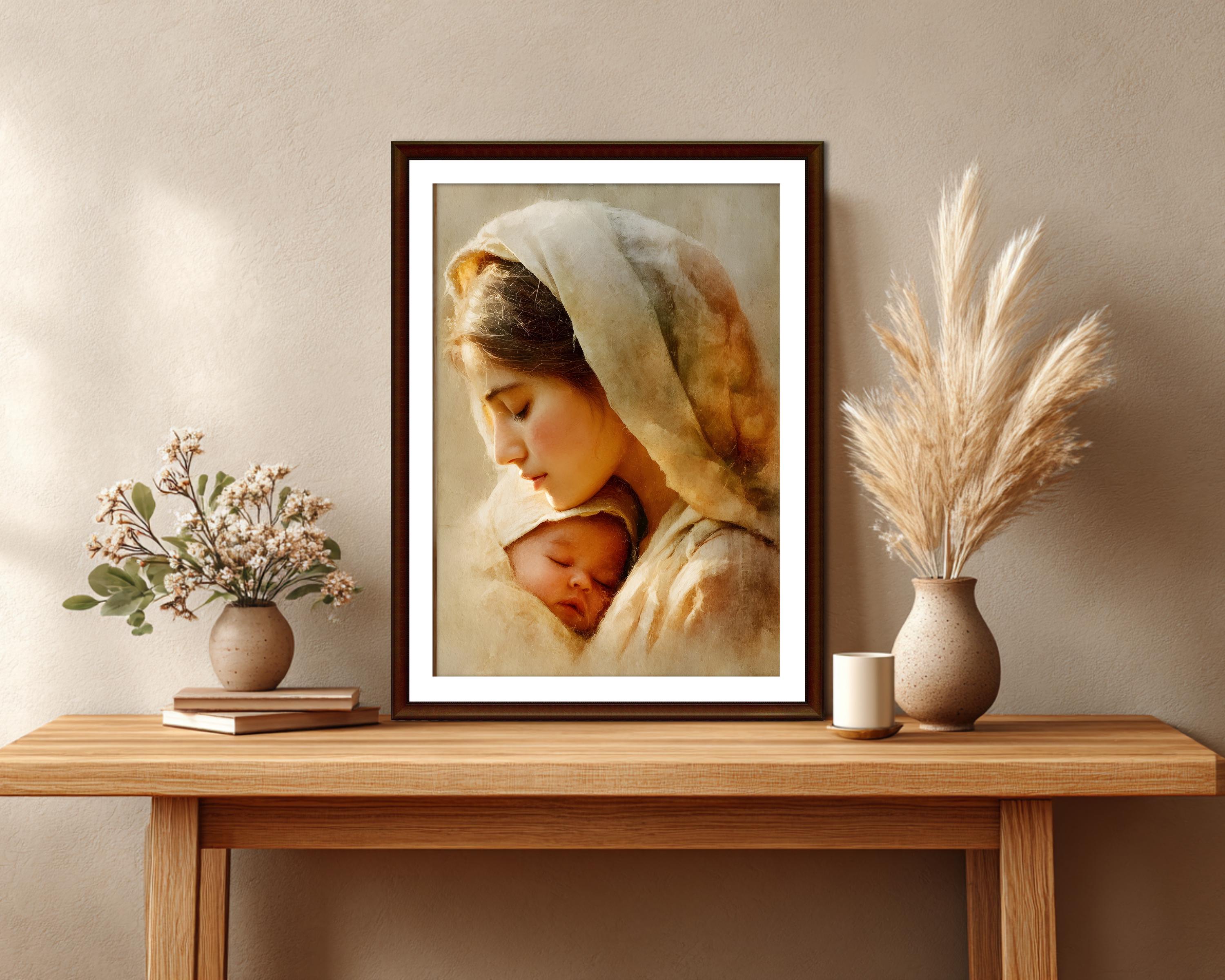 Mary and Baby Jesus Print – Watercolor Nativity Scene (digital Download ...