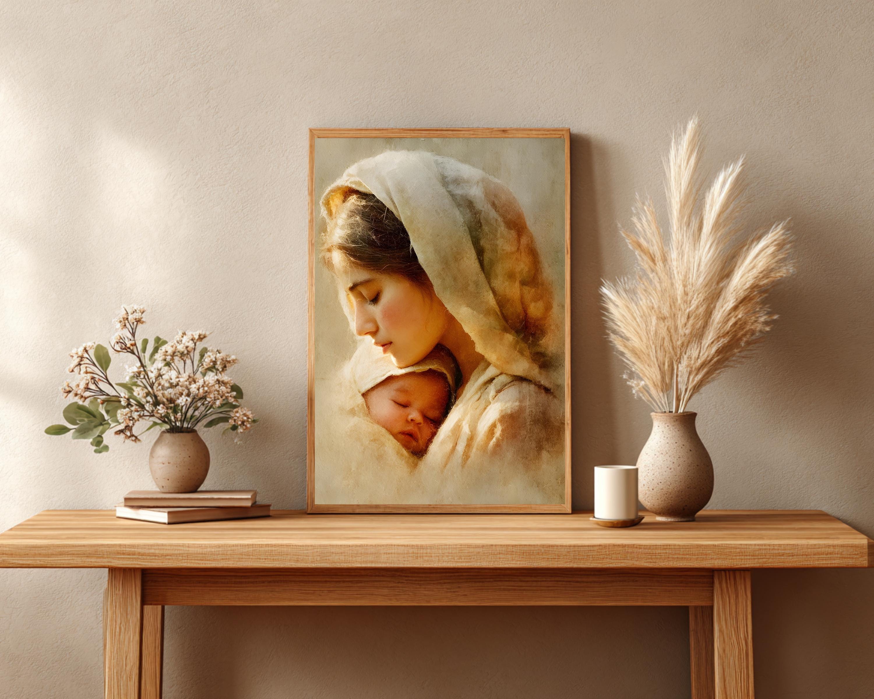 Mary and Baby Jesus Print – Watercolor Nativity Scene (digital Download ...