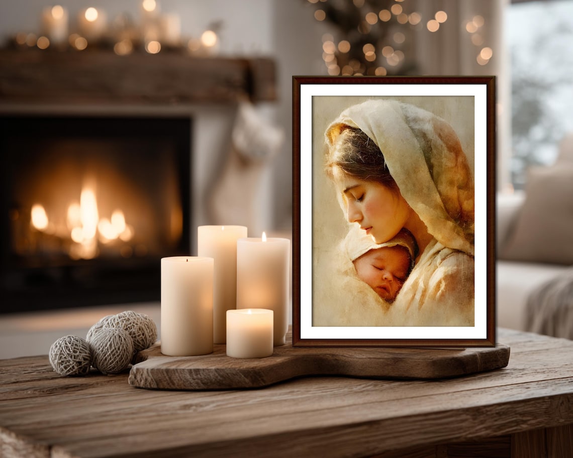 Mary and Baby Jesus Print – Watercolor Nativity Scene (digital Download ...