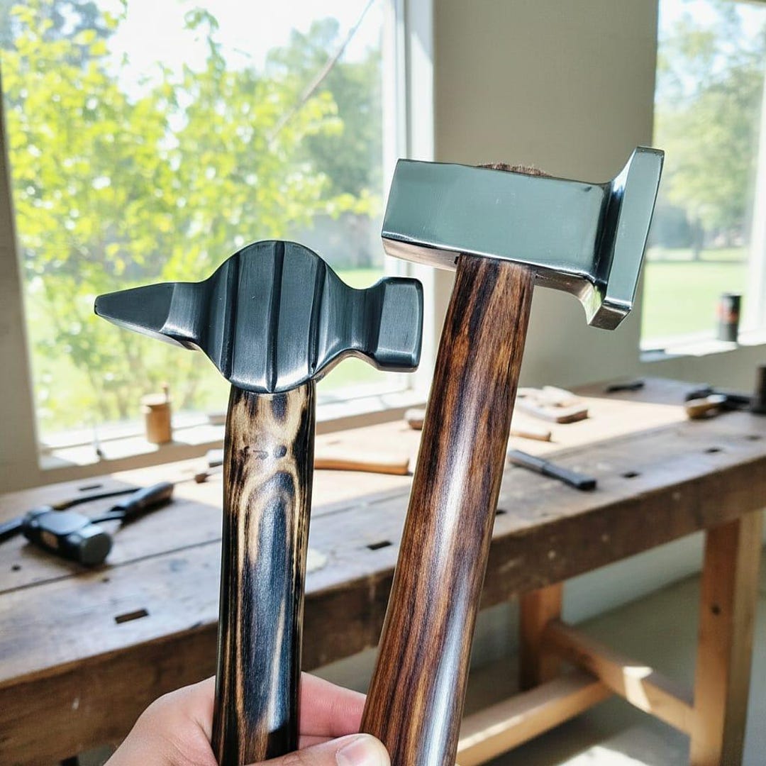 Handmade 2 Piece Power Blacksmiths Hammers Hand Forged Cross Peen ...