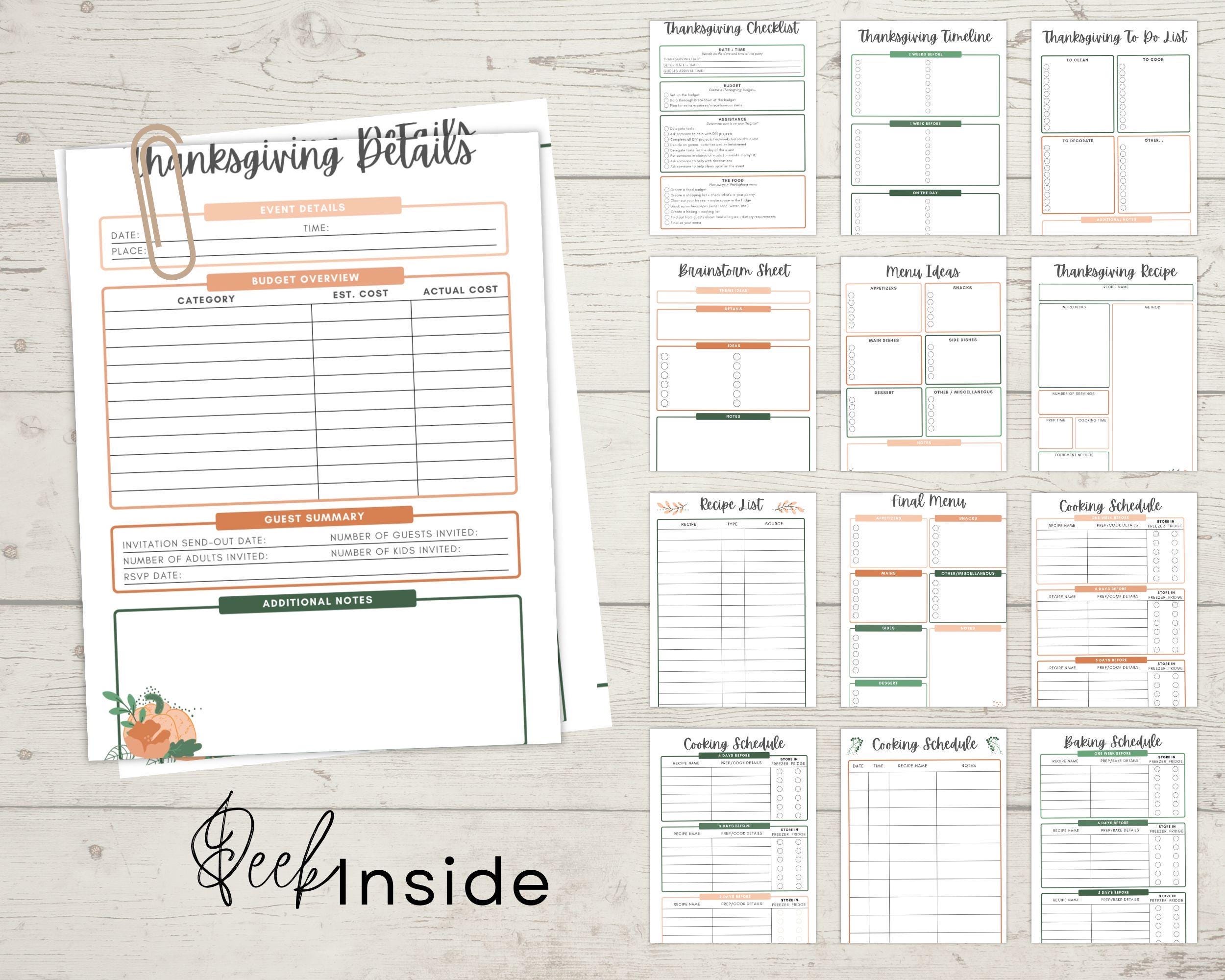 Thanksgiving Planner Printable, Thanksgiving to Do List, Thanksgiving ...