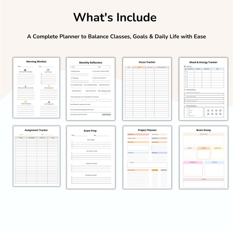 Printable ADHD Student Planner, ADHD School Planner, Study Organizer ...