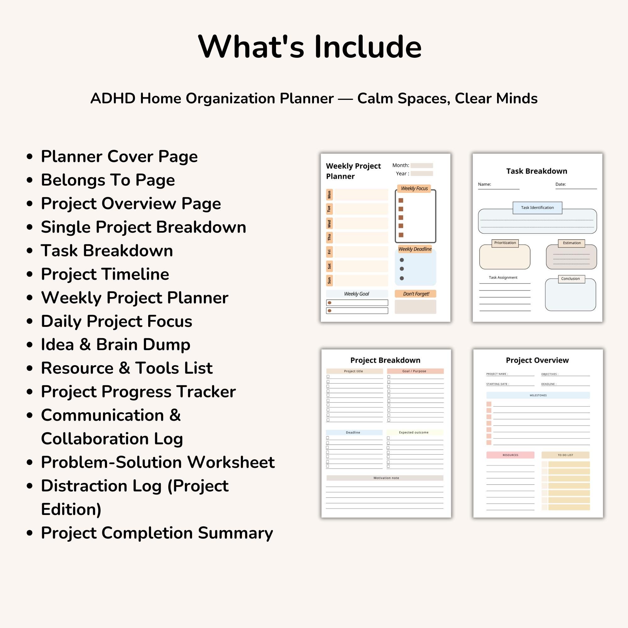 ADHD Project Planner for Executive Functioning, Student Study Tracker ...
