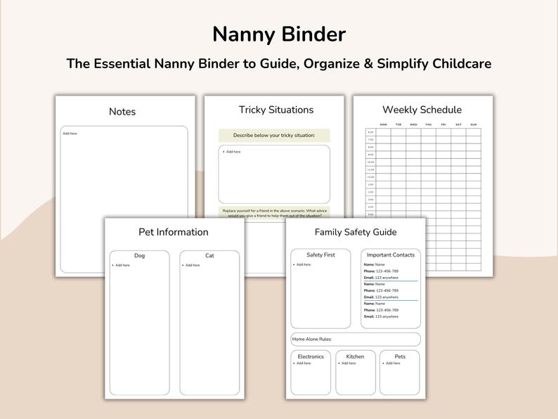 Nanny Binder, Babysitting Binder Template, Babysitter Planner ...