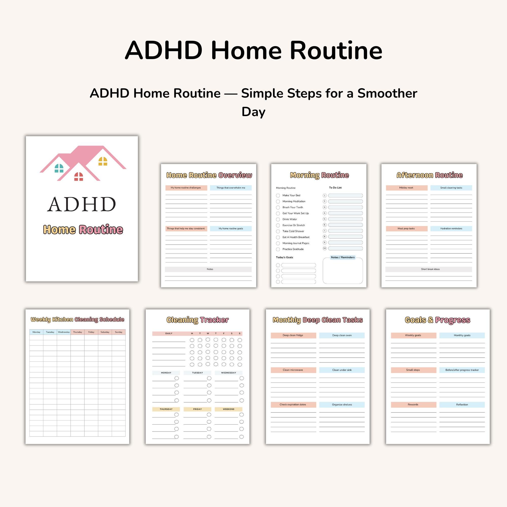 ADHD Cleaning Planner Bundle, ADHD Home Organizer, ADHD Weekly Adult ...