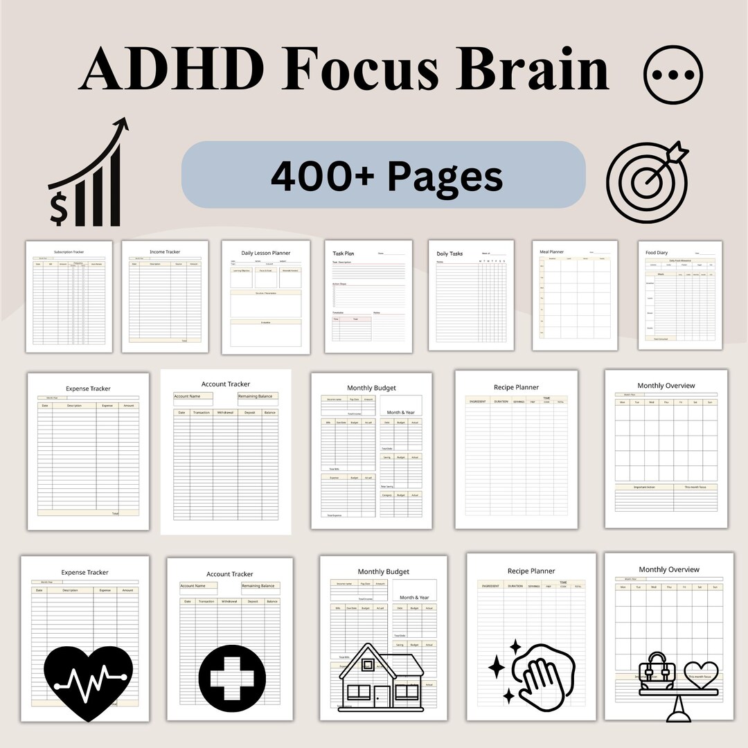 ADHD Focus Brain Dump Worksheets, ADHD Organizer, Brain Dump Planner ...