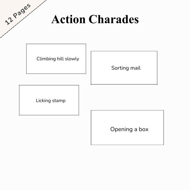 Charades Games Printable, Baby Shower Charades Party Games, Action ...