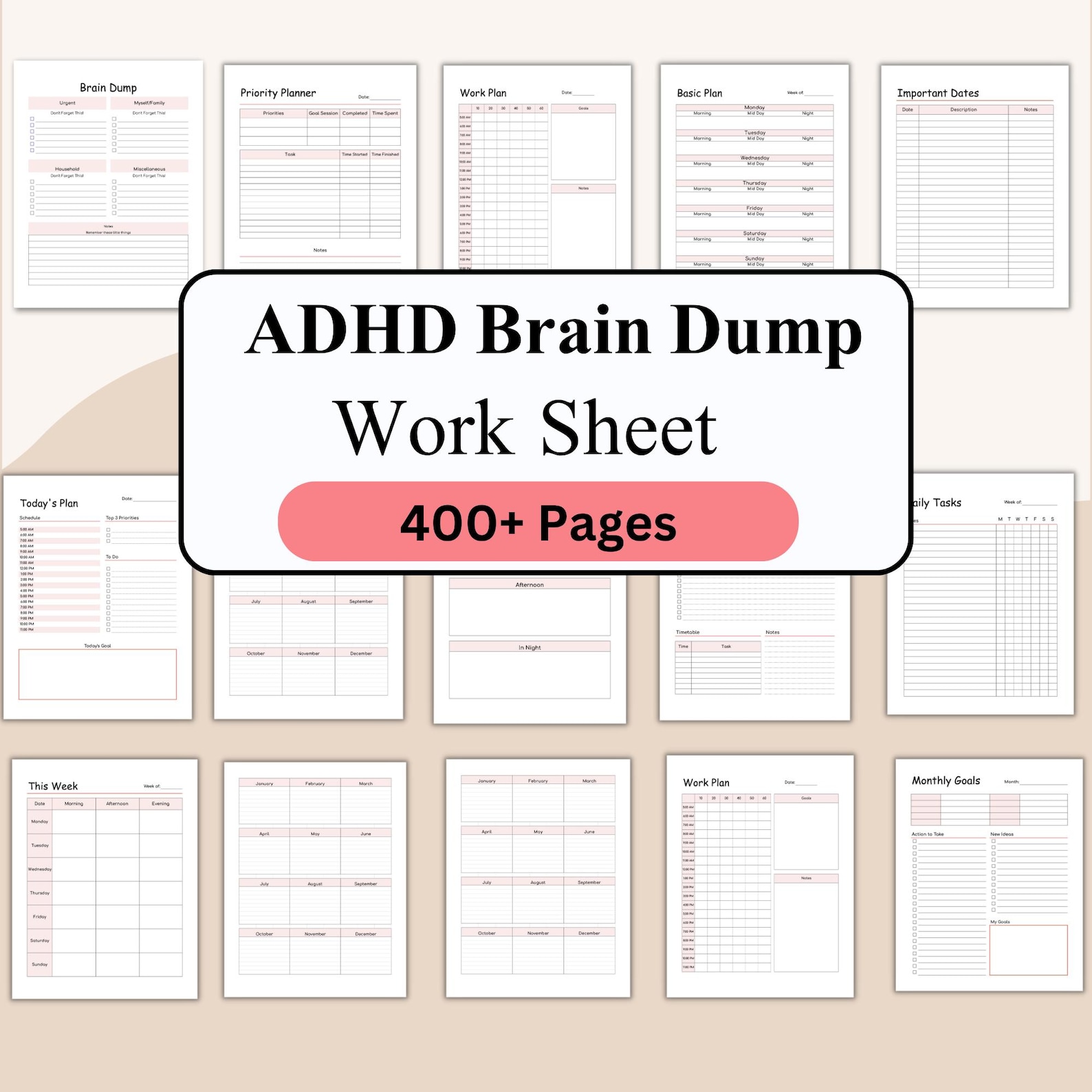 Editable ADHD Brain Dump, ADHD Daily Planner, Executive Function PDF ...