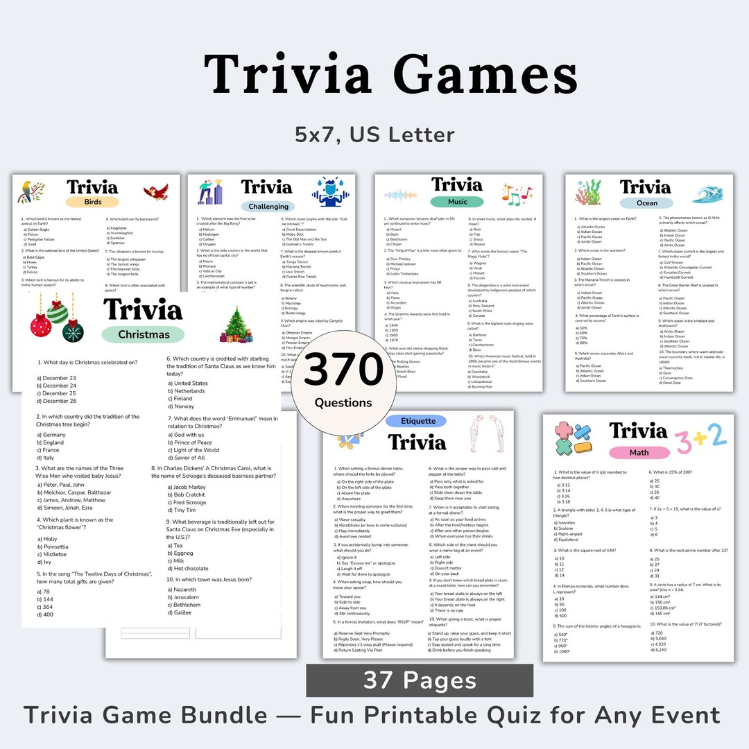 Fun Baby Shower Trivia Games Bundle, Family Trivia Games, Pub Trivia ...