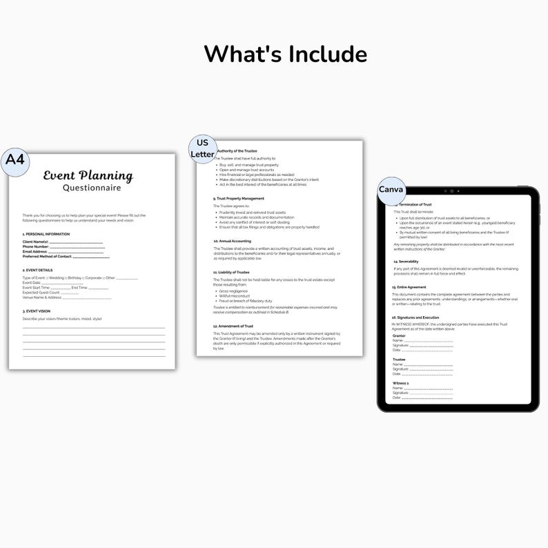 Event Planning Questionnaire Template, Event Planner Forms, Event ...