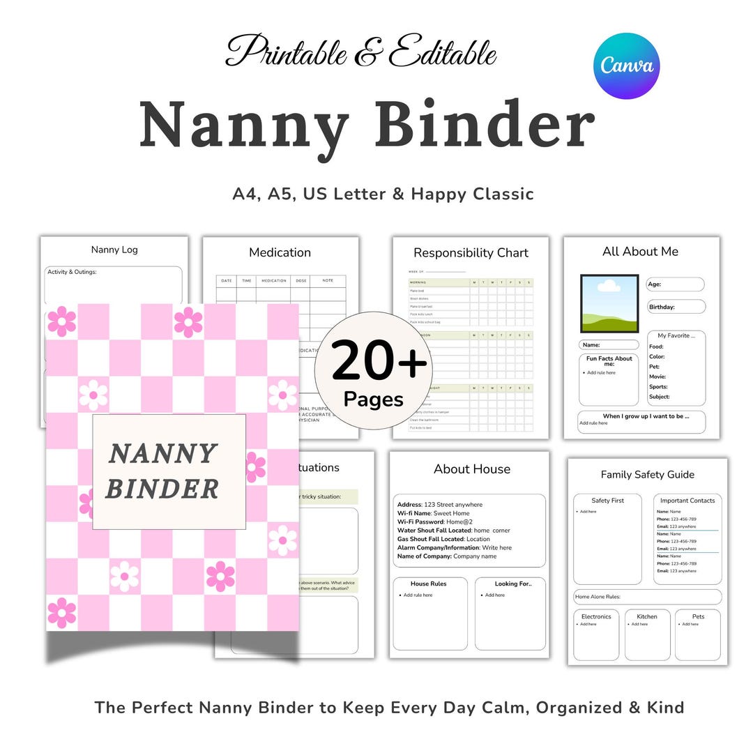 Nanny Binder, Babysitting Binder Template, Babysitter Planner ...