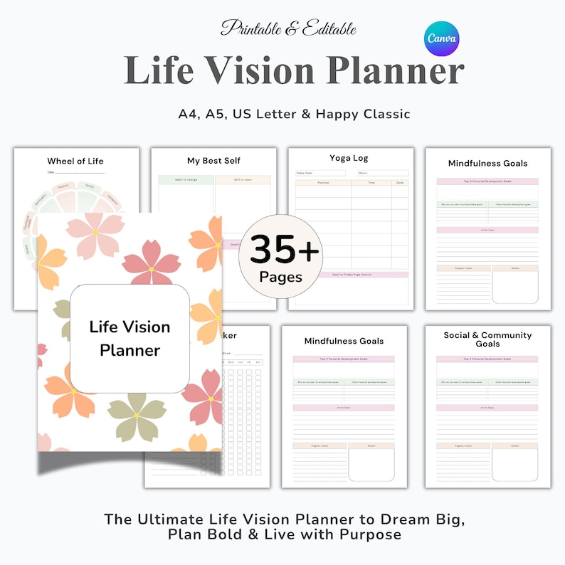 Life Vision Board Planner, Dream Life Planner, Life Goal Binder, Vision ...