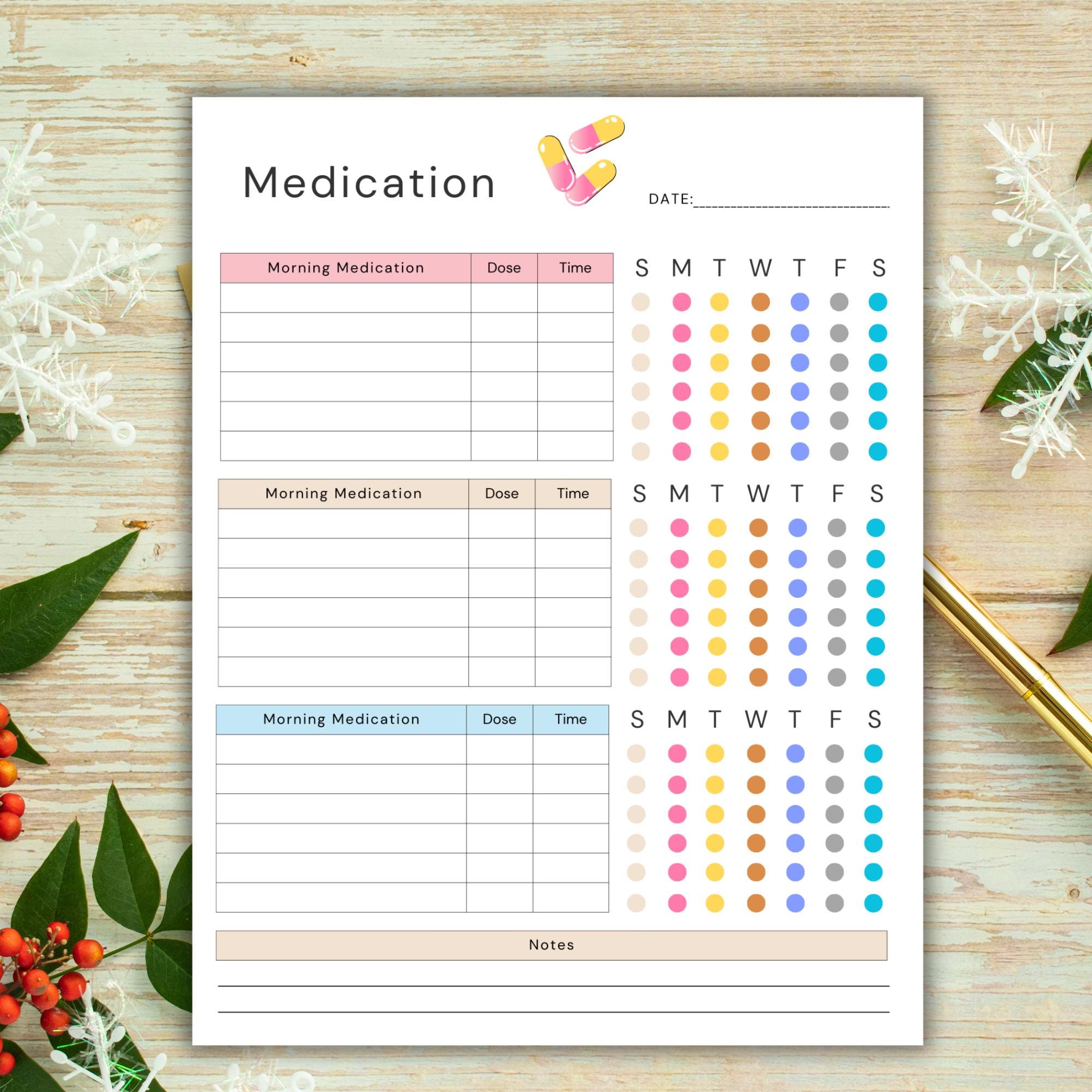 Daily Medication Tracker Printable, Medication Log PDF, Daily Medicine ...
