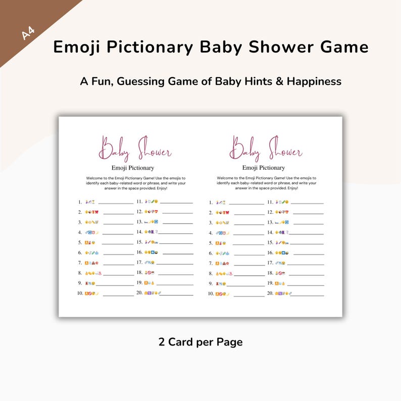 Baby Shower Emoji Pictionary Game, Emoji Baby Shower Games Bundle, Baby ...