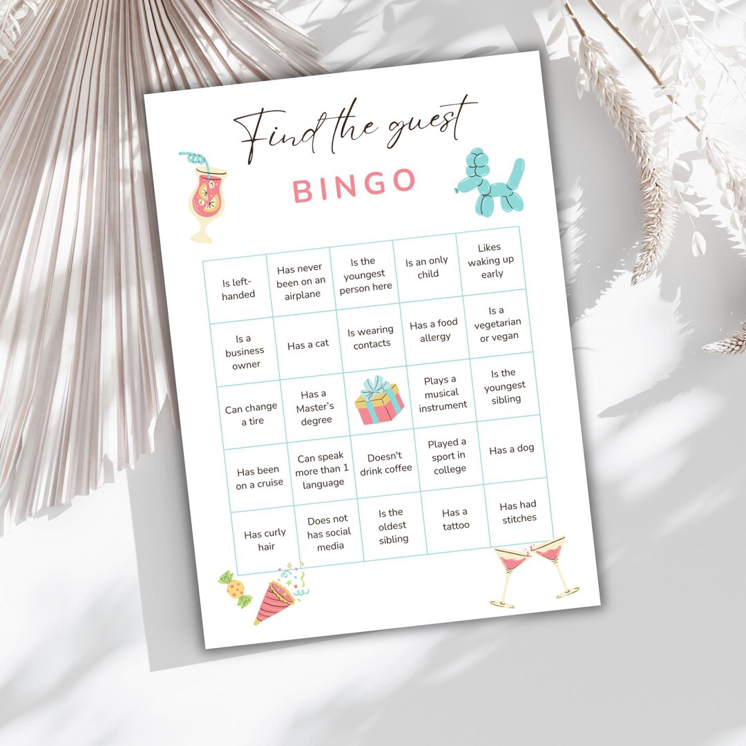 Find Someone Who Bingo Game, Find the Guest Valentine Party Bingo, Get ...