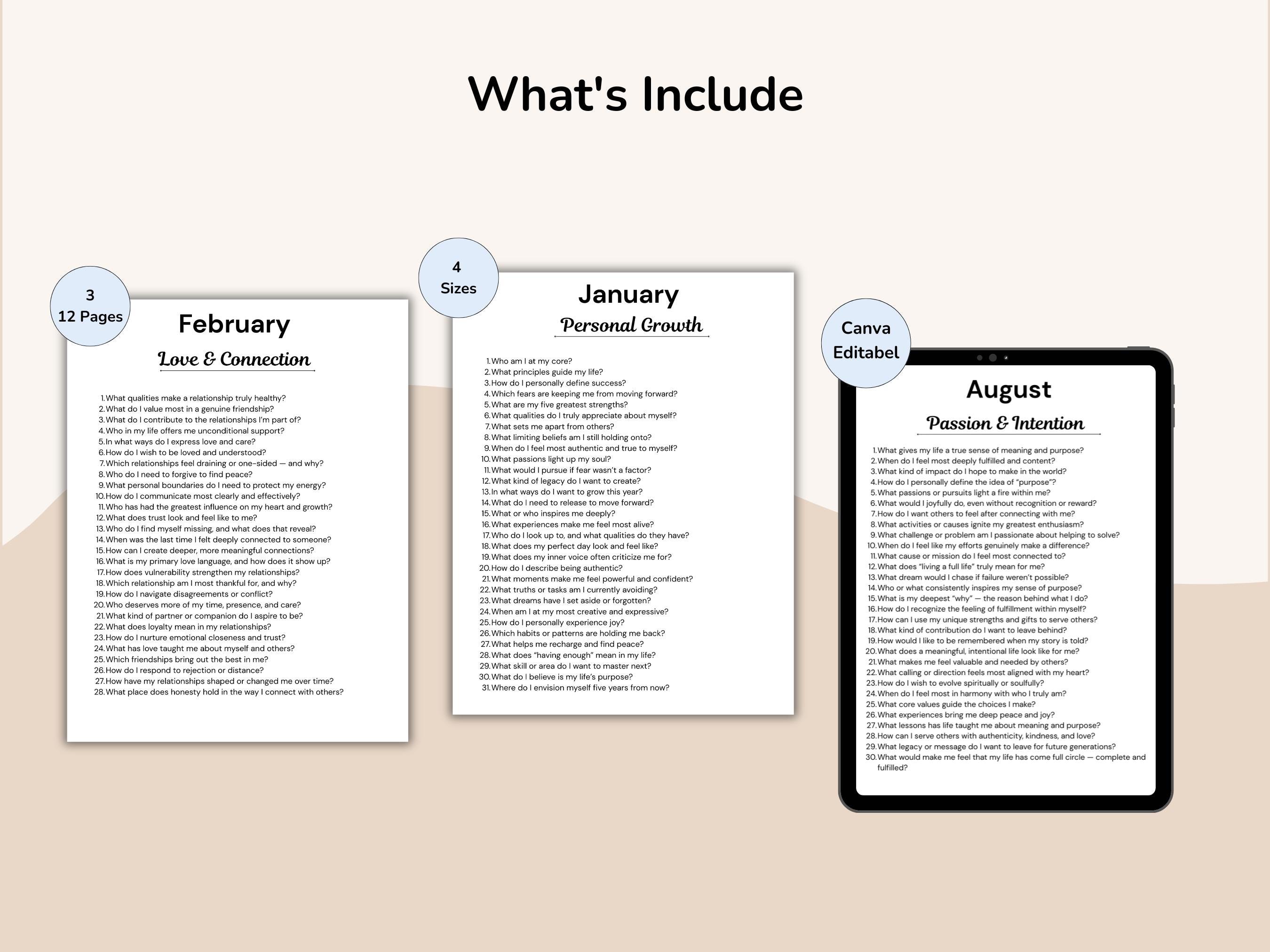 365 Journaling Prompts, Self Love Journal PDF, Reflection and Wellness ...