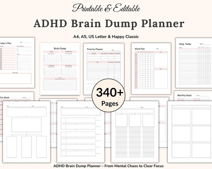 Brain Dump | ADHD Daily Planner | Productivity | Priority Matrix ...