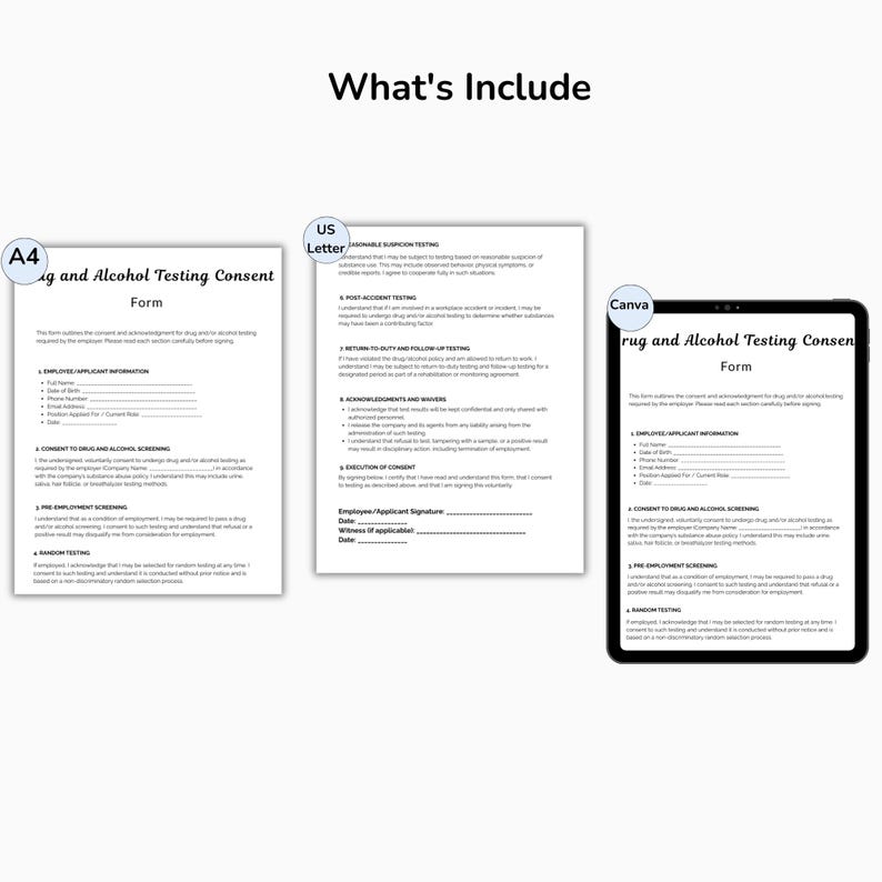 Drug and Alcohol Testing Consent Form Template, Testing Consent Forms ...