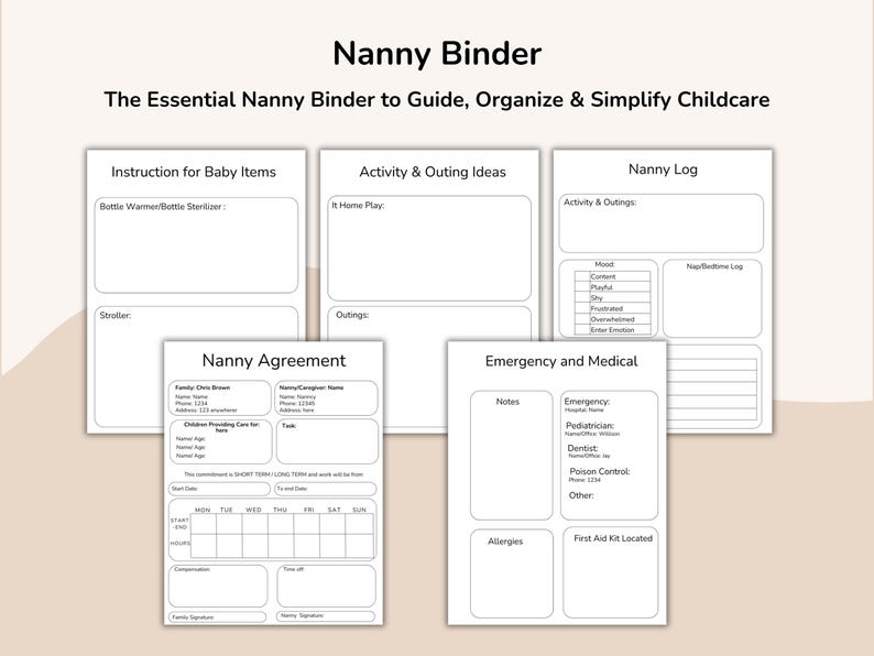 Nanny Binder, Babysitting Binder Template, Babysitter Planner ...