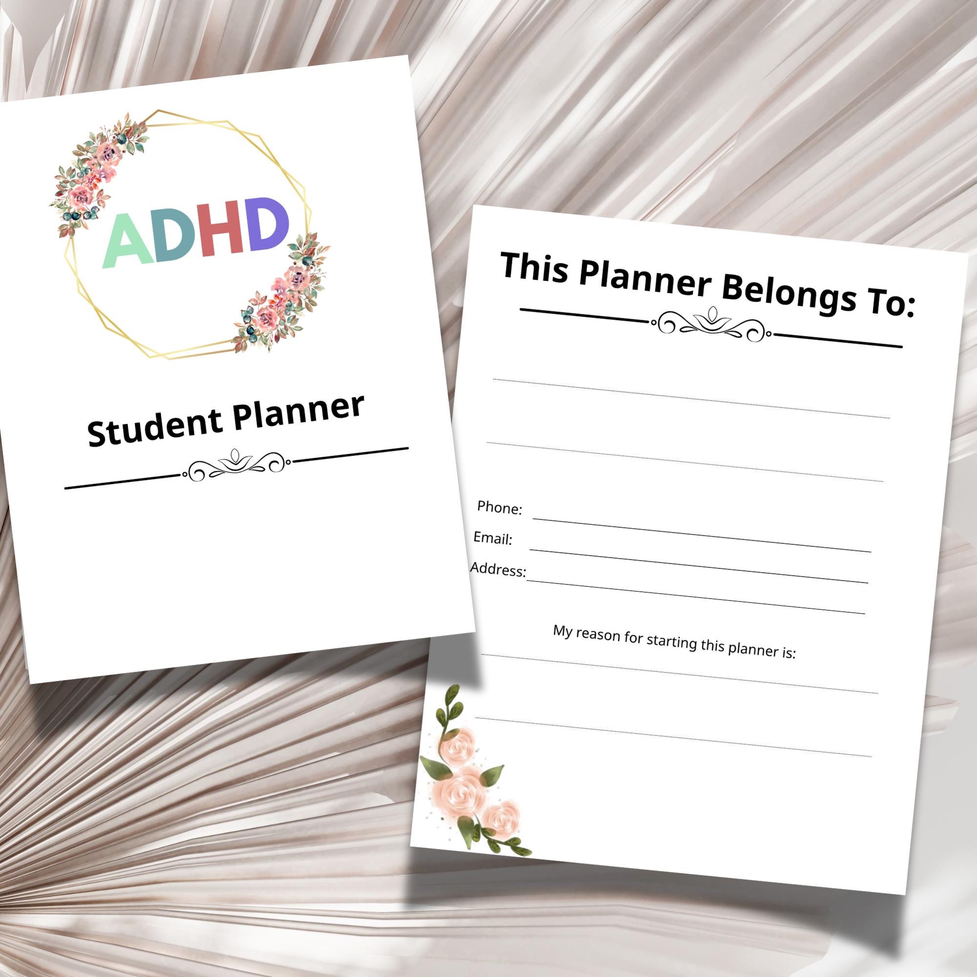 Printable ADHD Student Planner, ADHD School Planner, Study Organizer ...