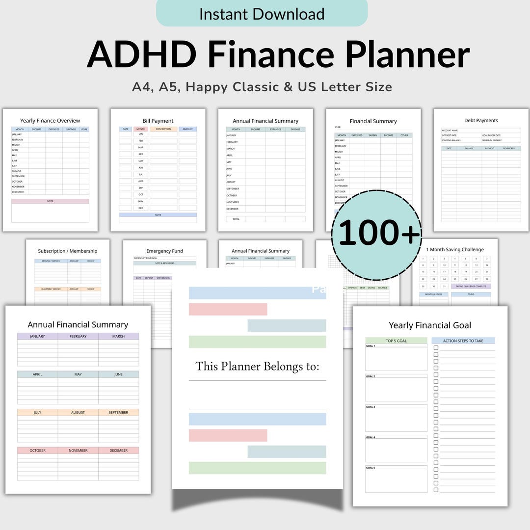 Editable Daily Finance Planner PDF, ADHD Monthly Budget Planner, Debt ...
