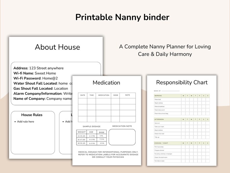 Nanny Binder, Babysitting Binder Template, Babysitter Planner ...