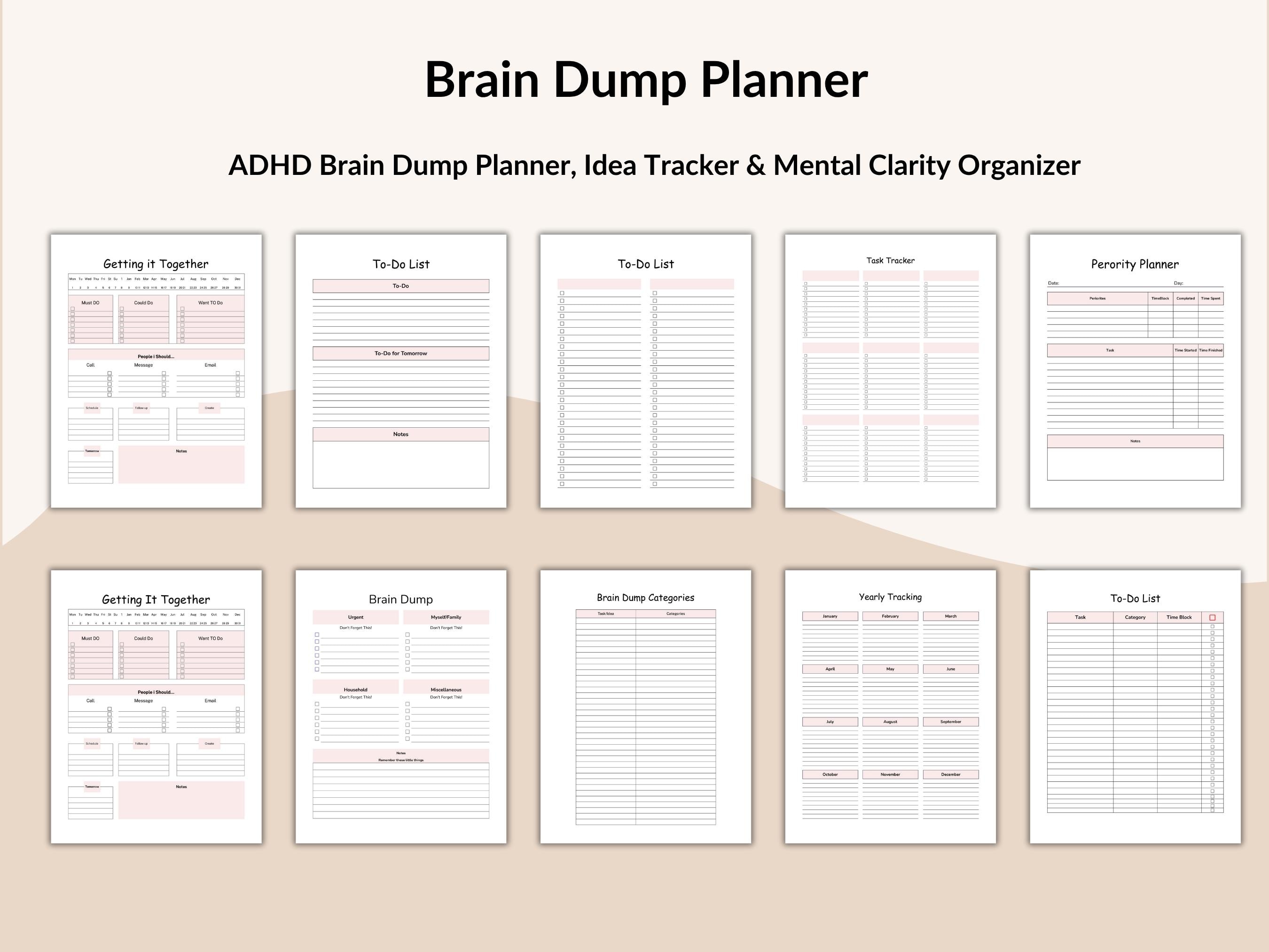 ADHD Brain Dump Template, Adult ADHD Planner, ADHD Tracker, Priority ...