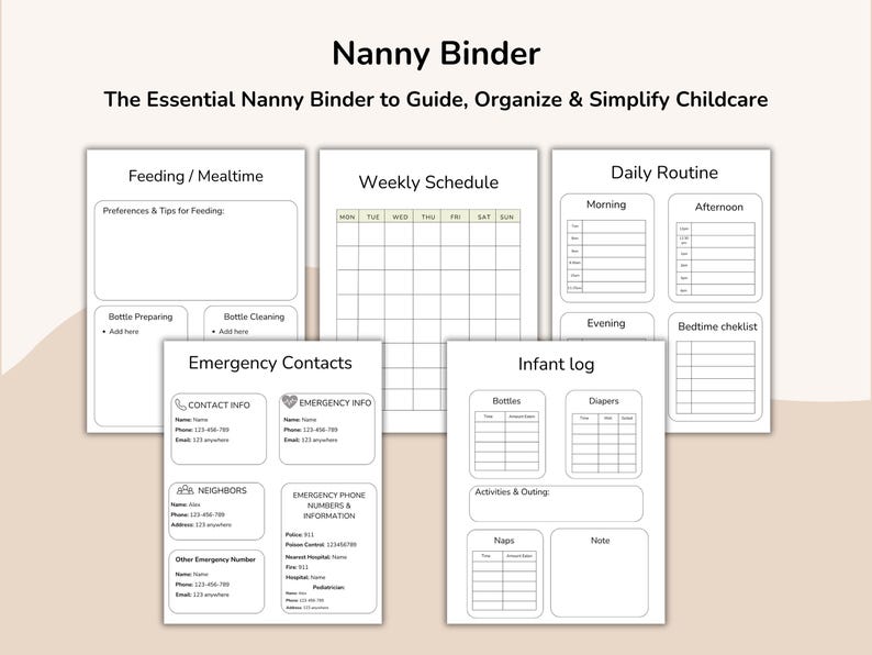 Nanny Binder, Babysitting Binder Template, Babysitter Planner ...