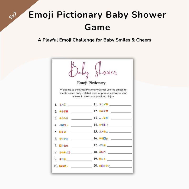 Baby Shower Emoji Pictionary Game, Emoji Baby Shower Games Bundle, Baby ...