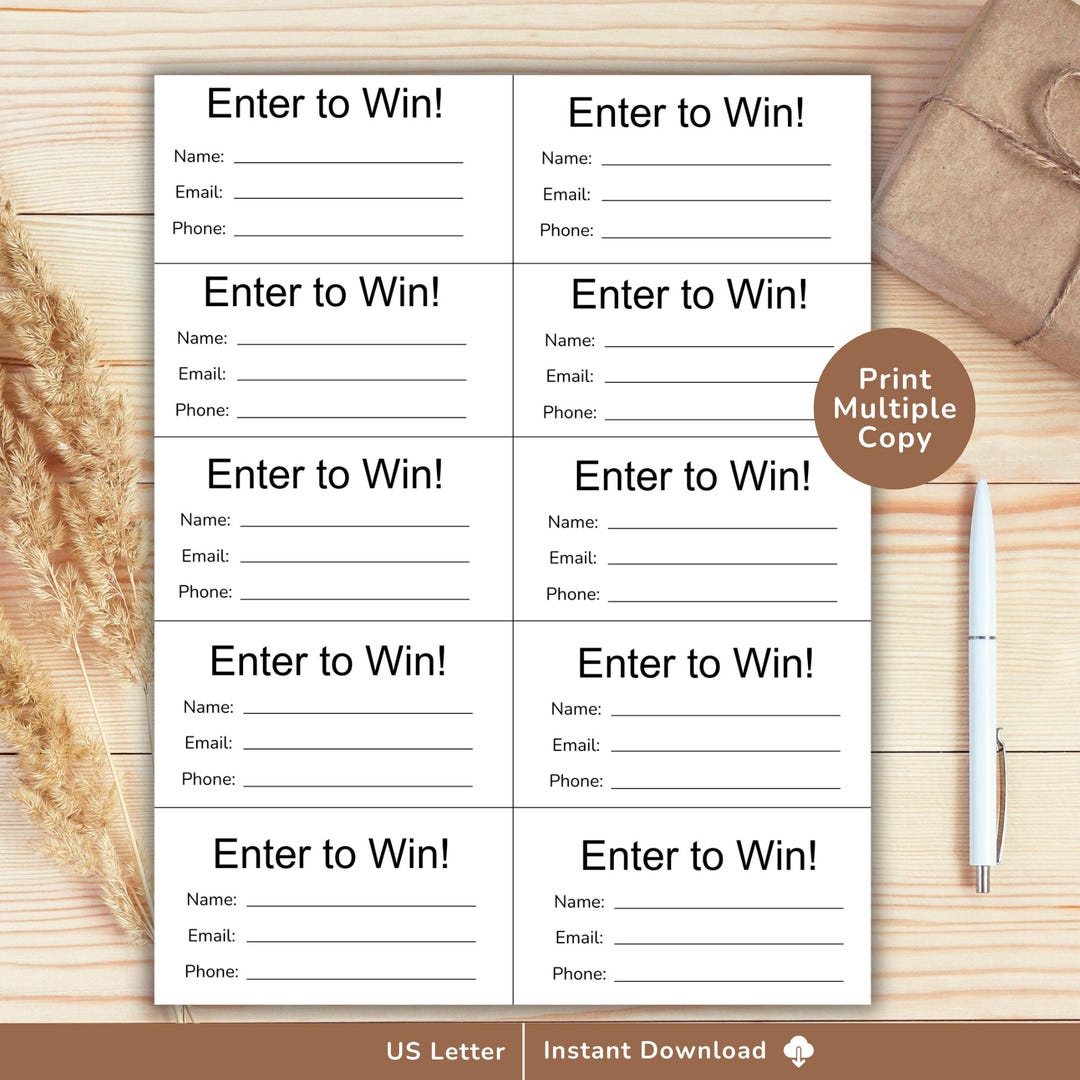 Editable Raffle Event Ticket Template, Enter to Win Ticket, DIY Event ...