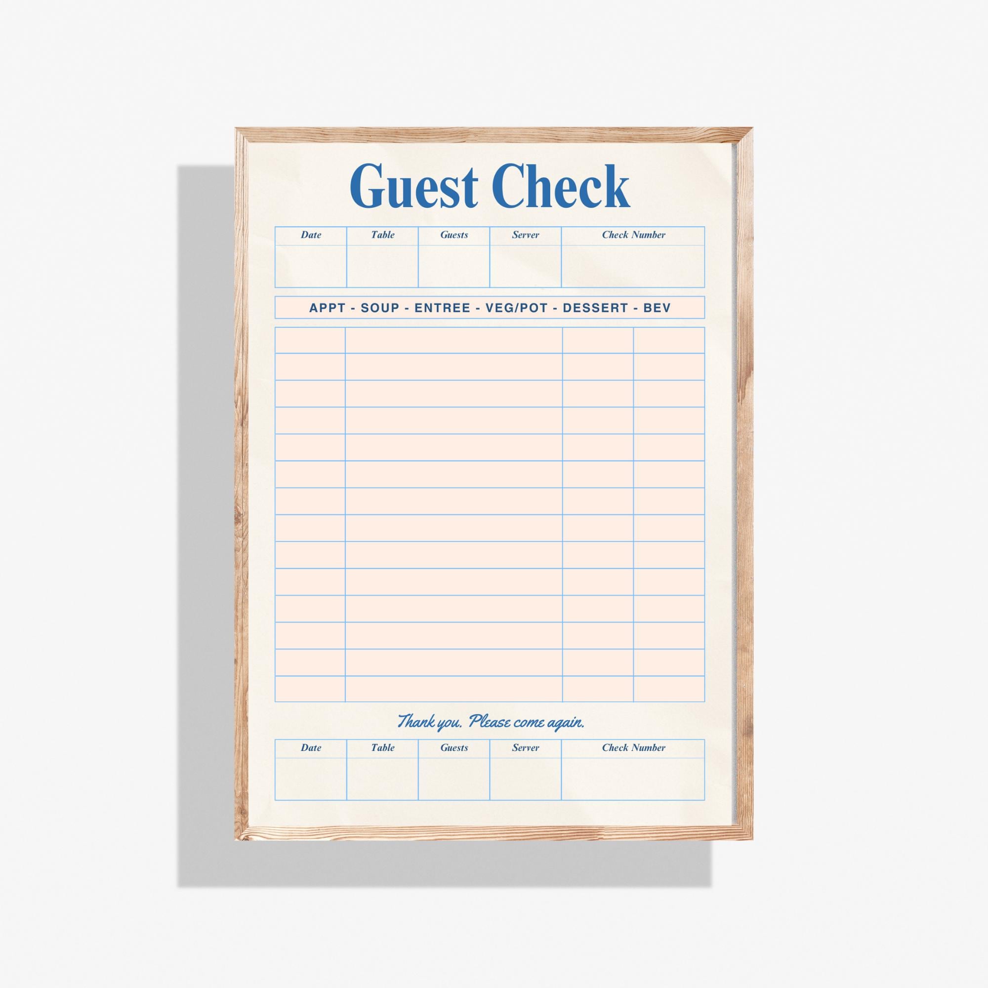 Editable Guest Check Template, Guest Check Wall Art, Apartment Wall ...