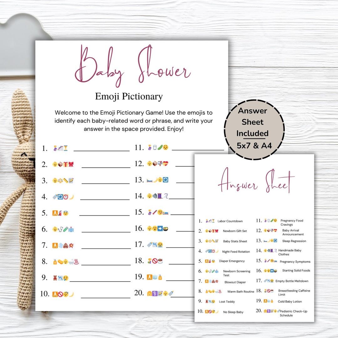 Baby Shower Emoji Pictionary Game, Emoji Baby Shower Games Bundle, Baby ...