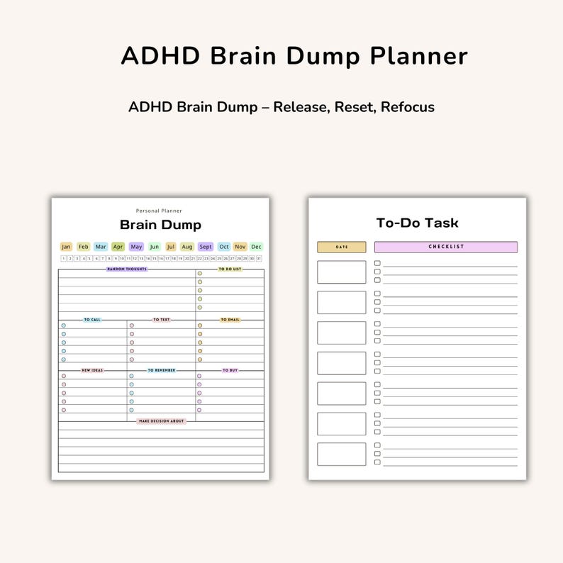 ADHD Brain Dump Template, ADHD Daily Task Dump, ADHD to Do List ...