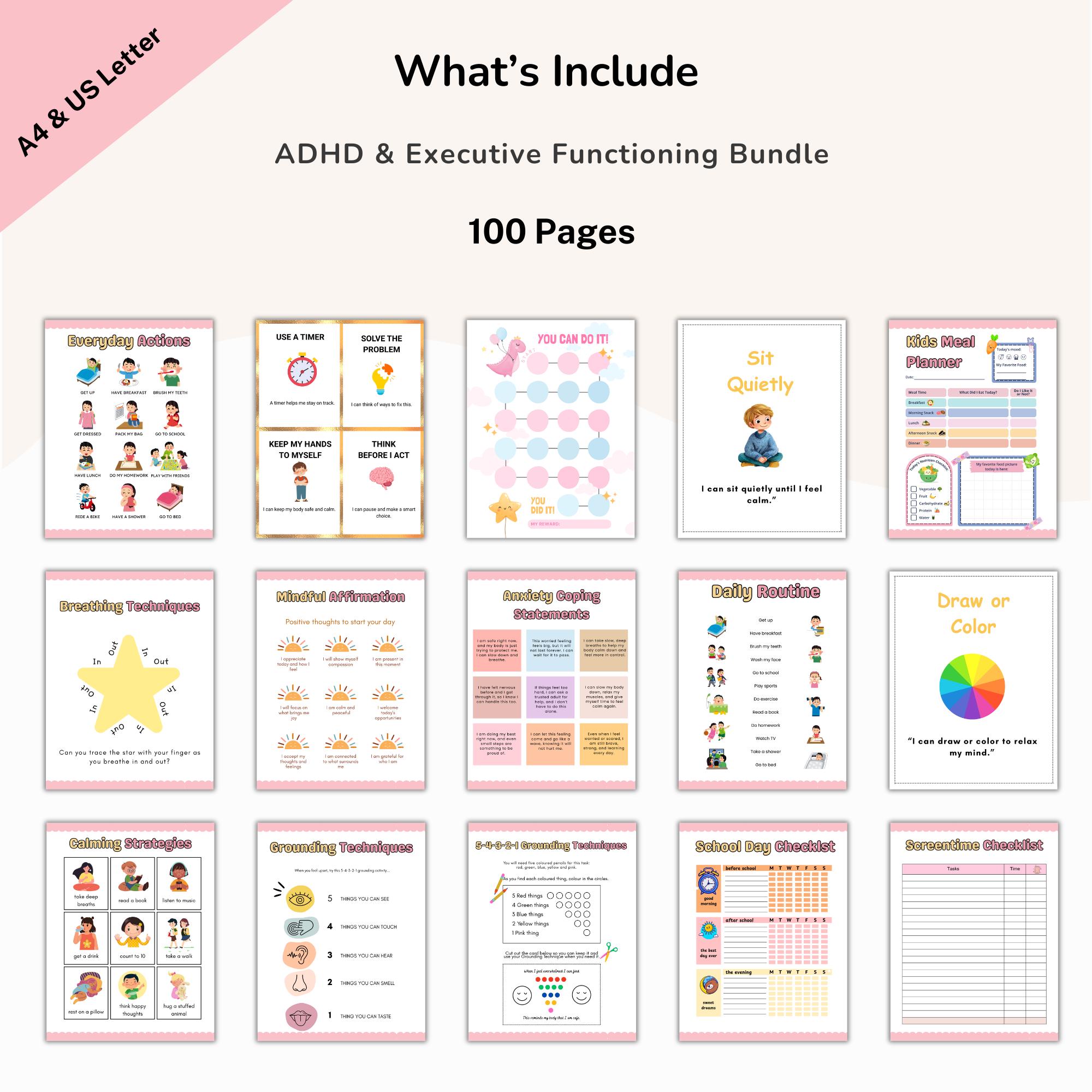 Kids ADHD Executive Function Printable, Kids Routine Planner & Habit ...