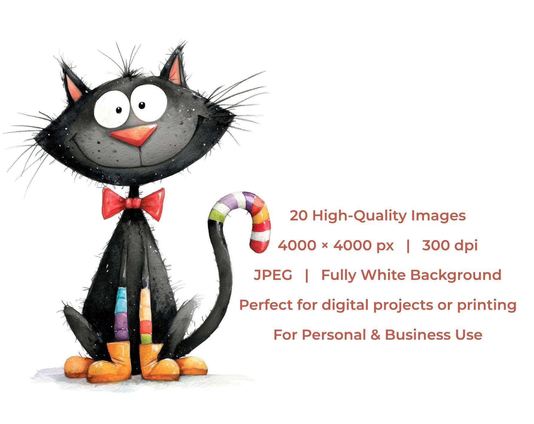Watercolor Christmas Cats Clipart Set | Holiday Illustrations (digital ...