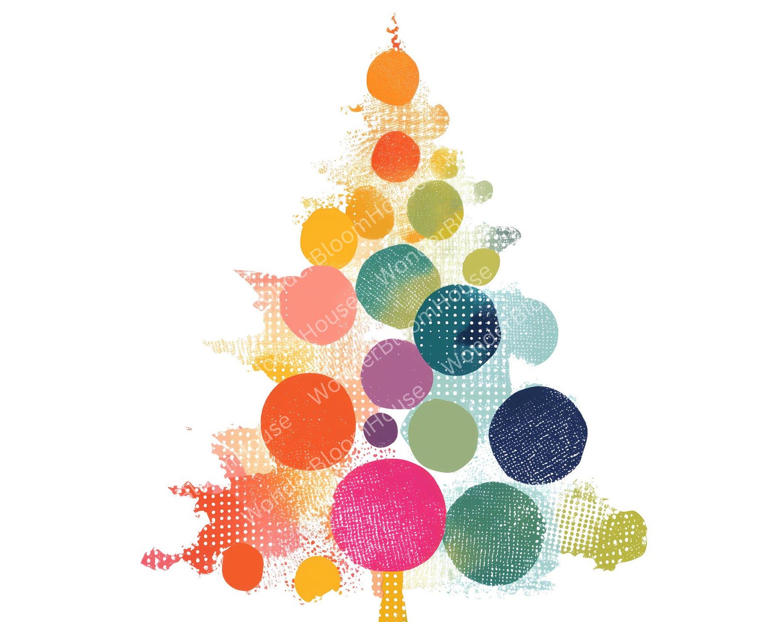 Colorful Dotted Christmas Trees Clipart Set, Modern Polka Dot Xmas Tree ...