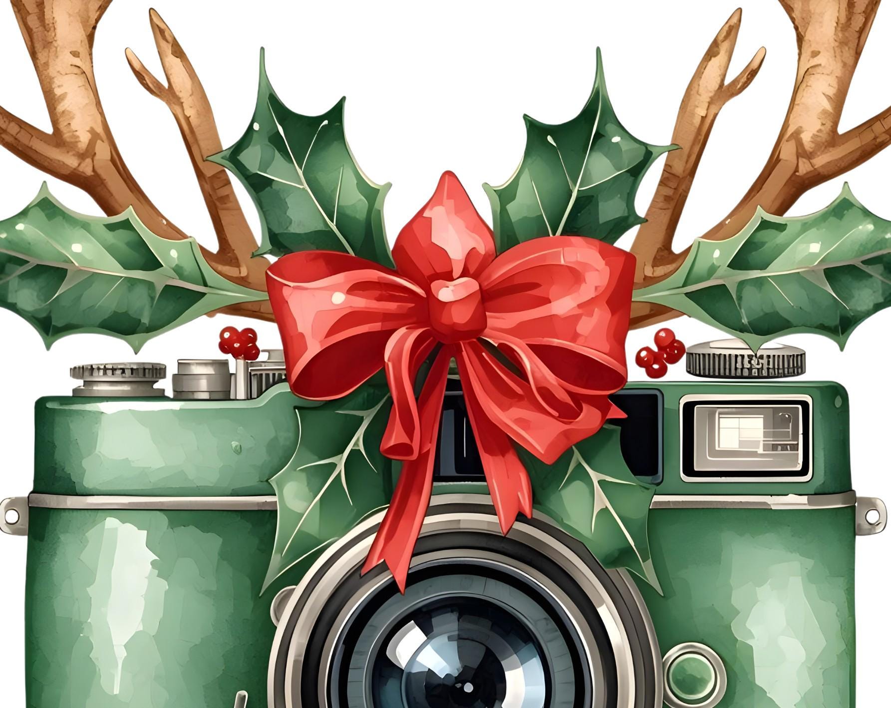 Vintage Christmas Camera Clipart – Retro Holiday PNG Bundle (digital ...