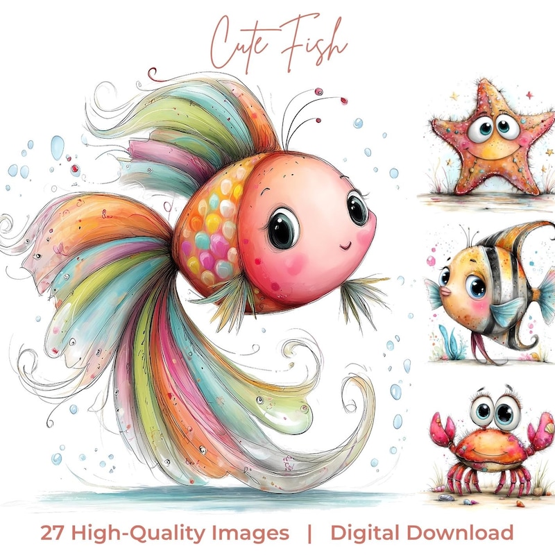 Fish Cartoon Stickers - Etsy