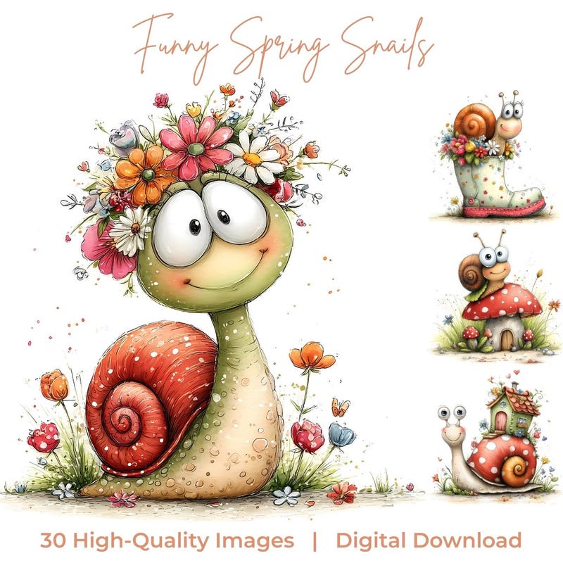 Snail Clipart - Etsy UK